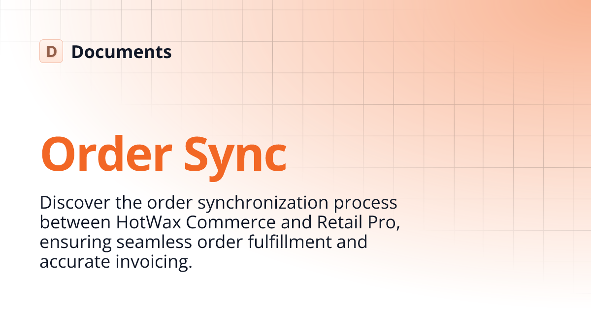 Order Sync | Documents