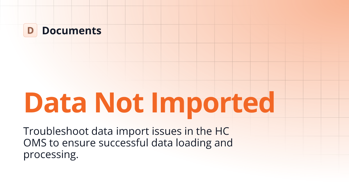 Data Not Imported | Documents