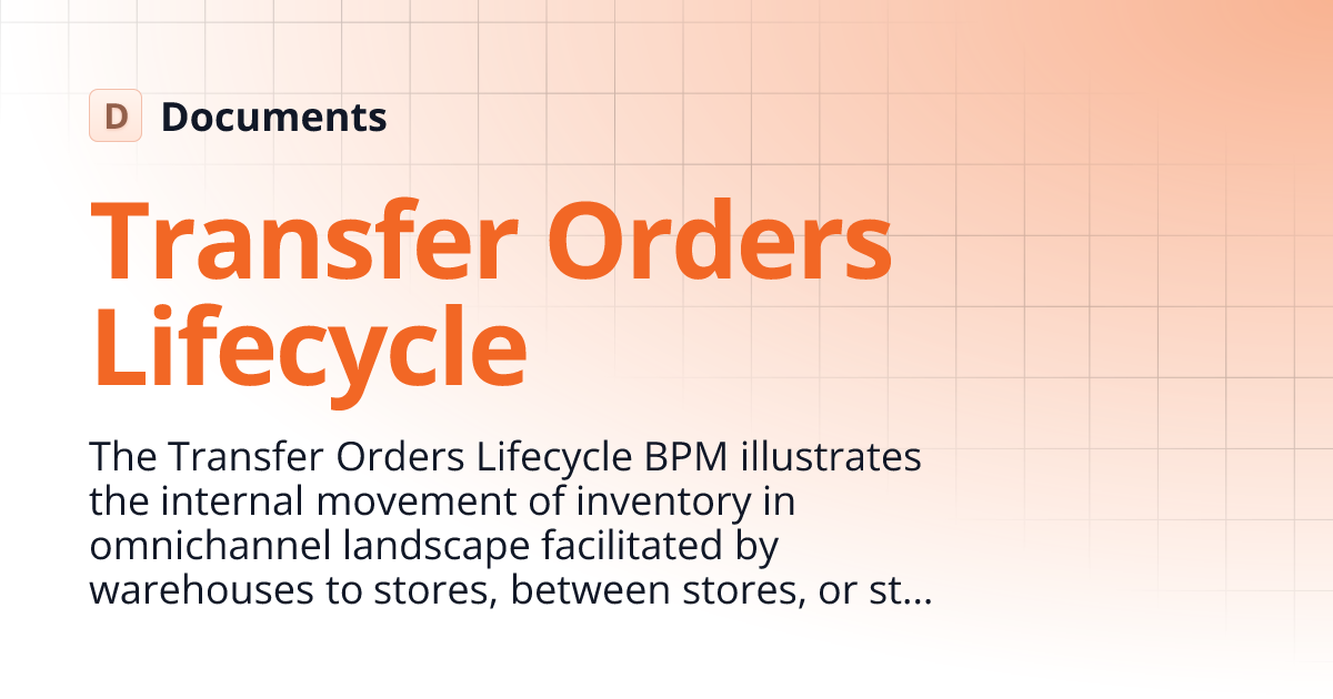 Transfer Orders Lifecycle | Documents