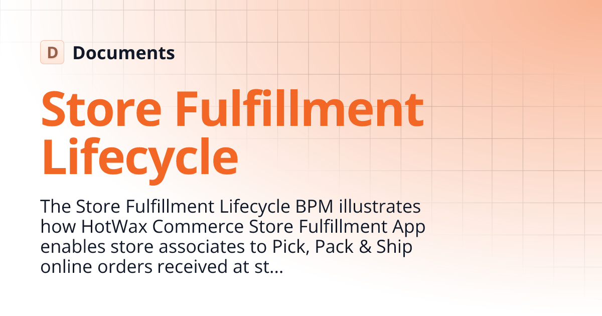 Store Fulfillment Lifecycle | Learn HotWax OMS | Documents