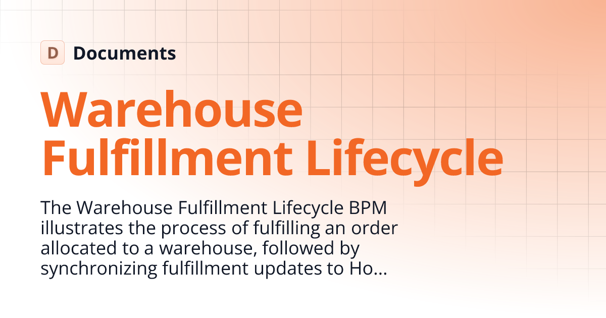 Warehouse Fulfillment Lifecycle | Documents