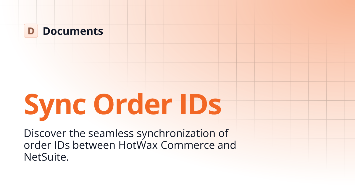 Sync Order IDs | Documents
