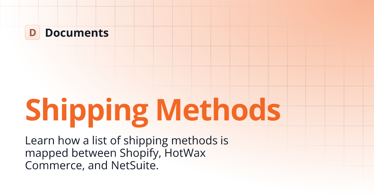 Shipping Methods | Documents