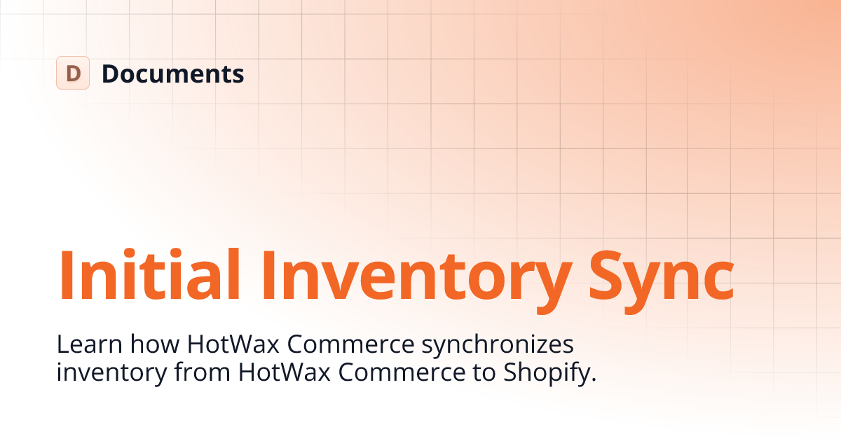 Initial Inventory Sync | Documents