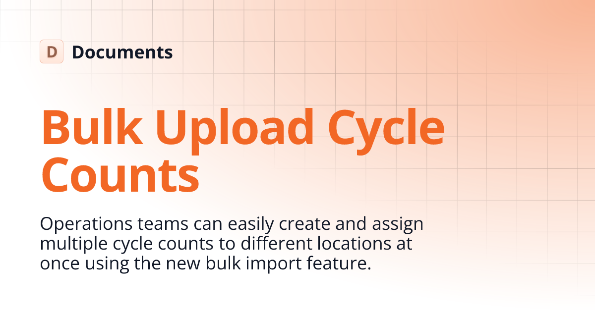 Bulk Upload Cycle Counts | Documents