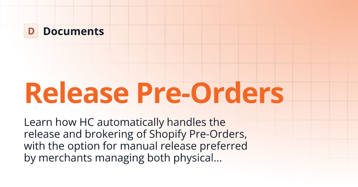 Release Pre-Orders | Documents