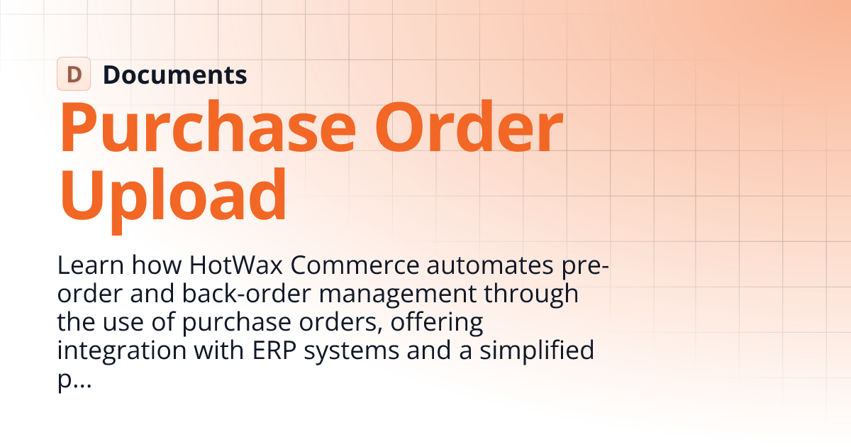 Purchase Order Upload | Documents
