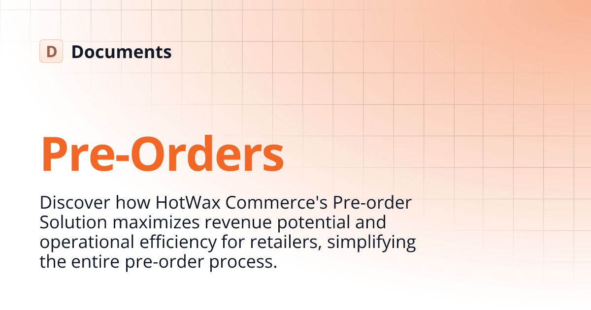 Pre-Orders | Documents