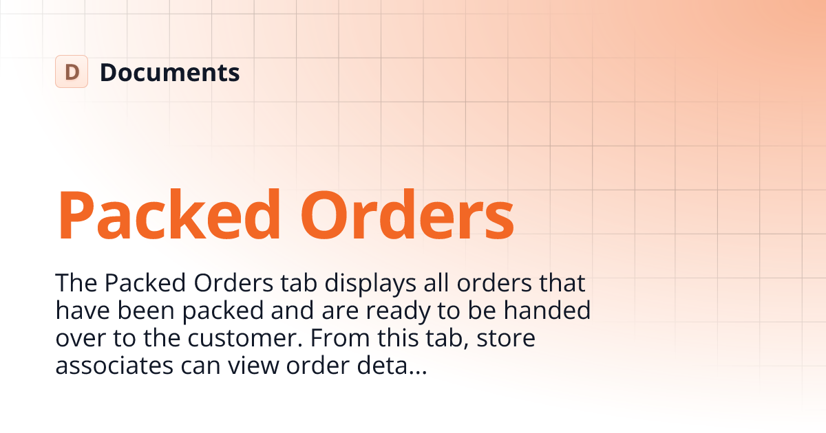 Packed Order Tab | Documents