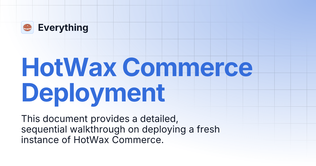 HotWax Commerce Deployment | Everything